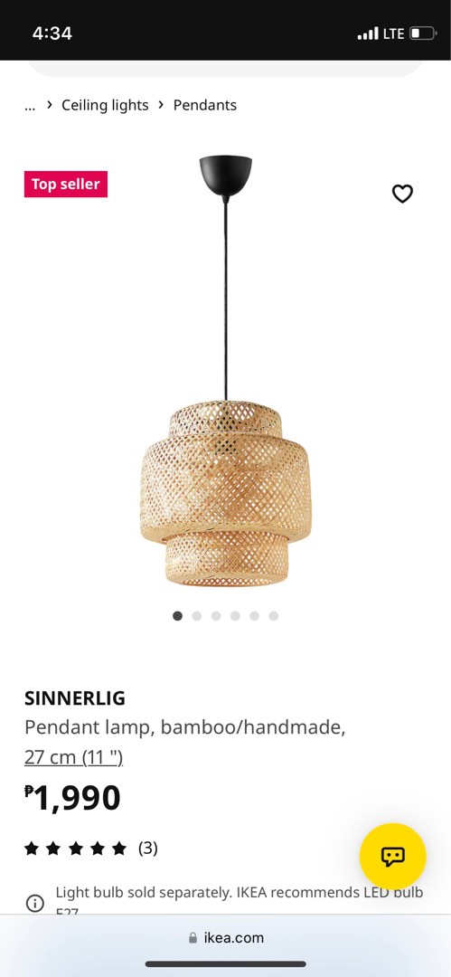 IKEA Sinnerlig Pendant Lamp, Furniture & Home Living, Lighting & Fans ...