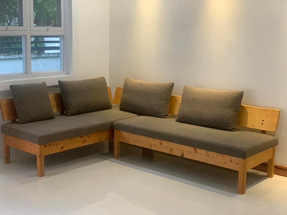 JAPAN SOLID WOOD Modern L-Shape Sofa Set Spacious HEAVY DUTY, Furniture ...