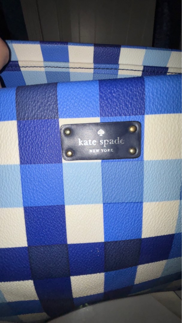 kate spade - Blue checkered Diaper Bag, Barang Mewah, Tas & Dompet di ...