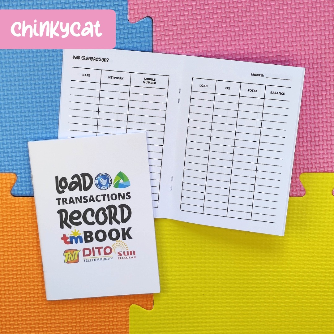 "Load" ChinkyCat GCash Maya Load Transactions Record Book List Small ...