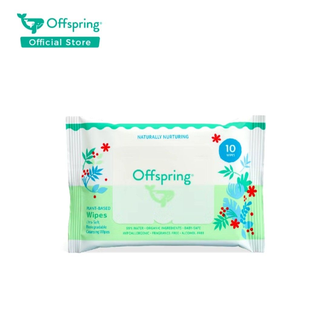 Offspring Premium Organic Plant-Based Wipes 10pcs x 10packs, Babies ...