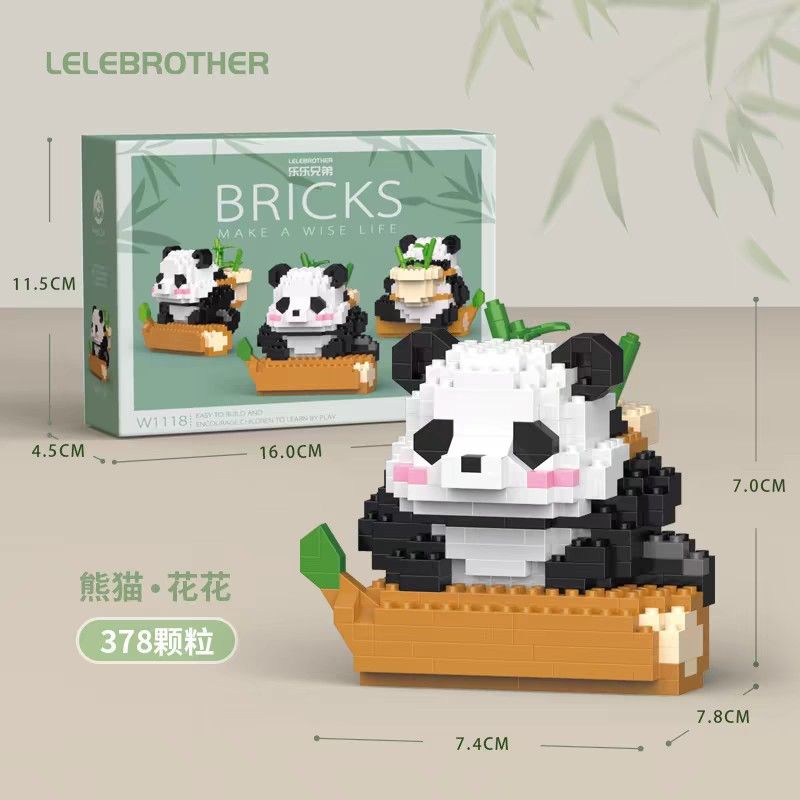 READY STOCK ! Panda Building Block Nano Bricks Cute Cartoon LED Light ...