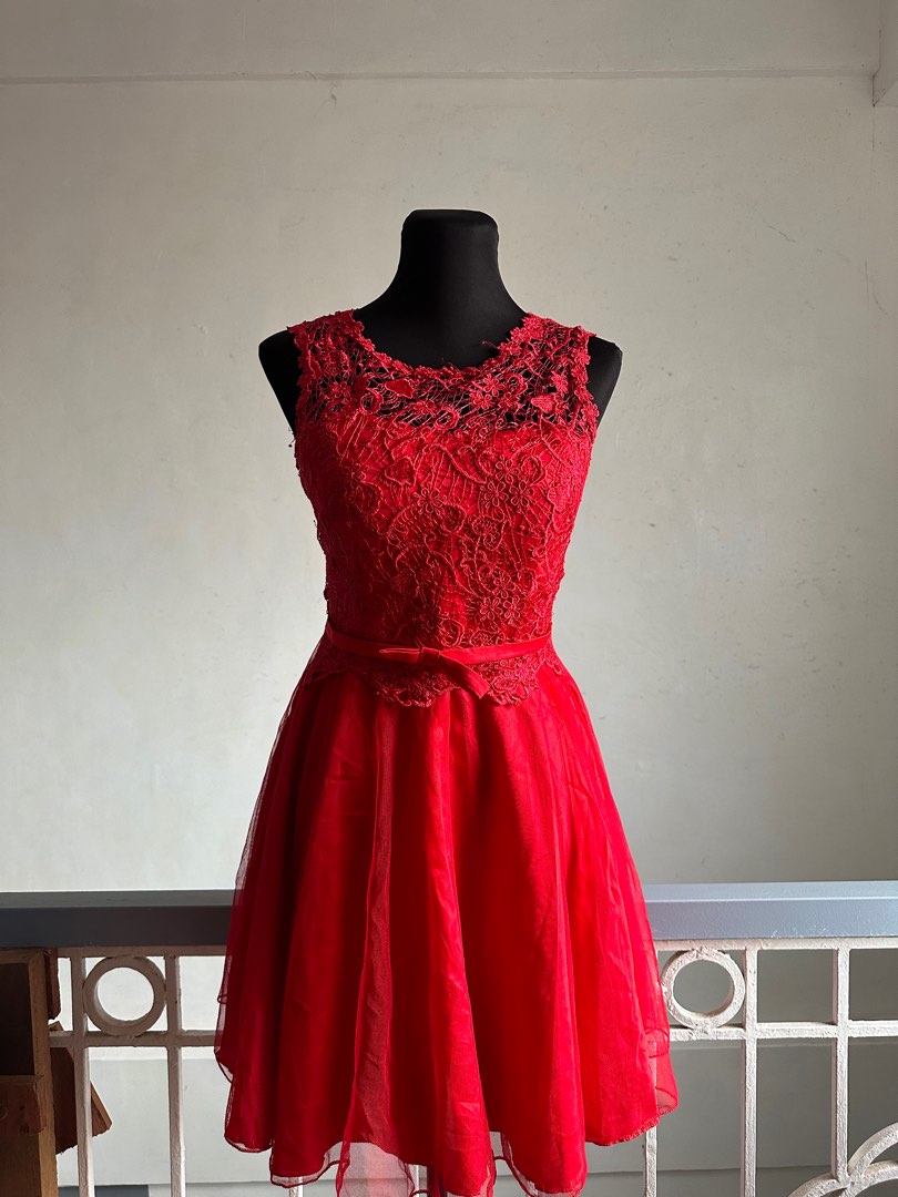 Red Cocktail Gown, Women's Fashion, Dresses & Sets, Evening dresses ...