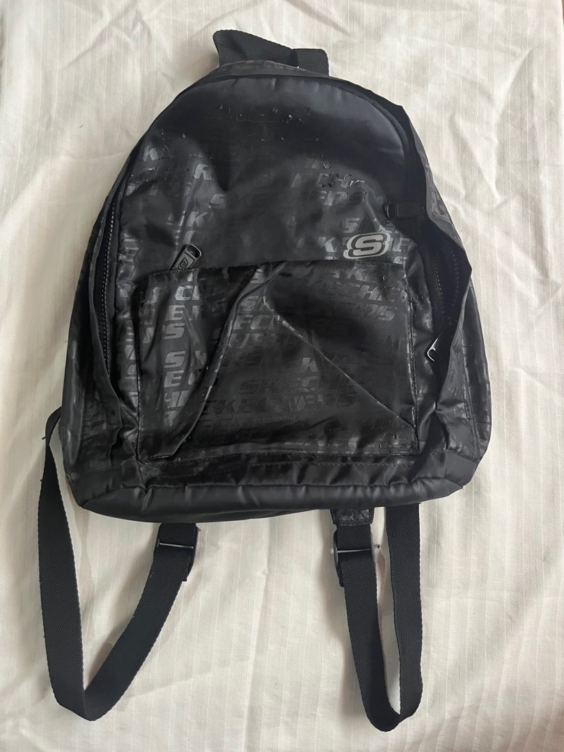 SKECHERS Black Nylon Backpack, Women's Fashion, Bags & Wallets ...