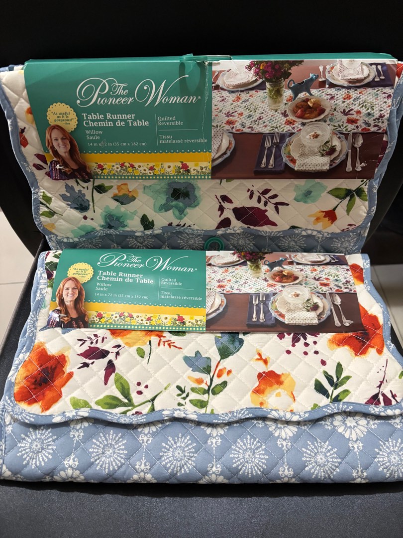 the pioneer women Table Runner Quilted, reversible blue, Furniture ...