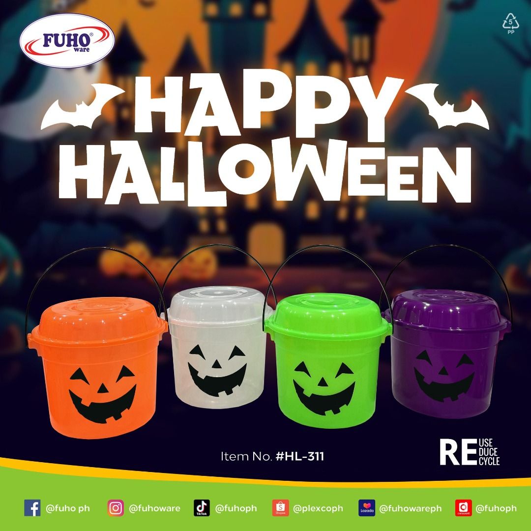 Trick or Treat Candy Basket, Candy Bucket , Holloween Bucket with cover ...