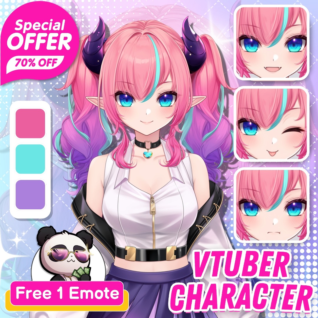 Vtuber model live2d model with rigging Harumi, Desain & Kerajinan ...