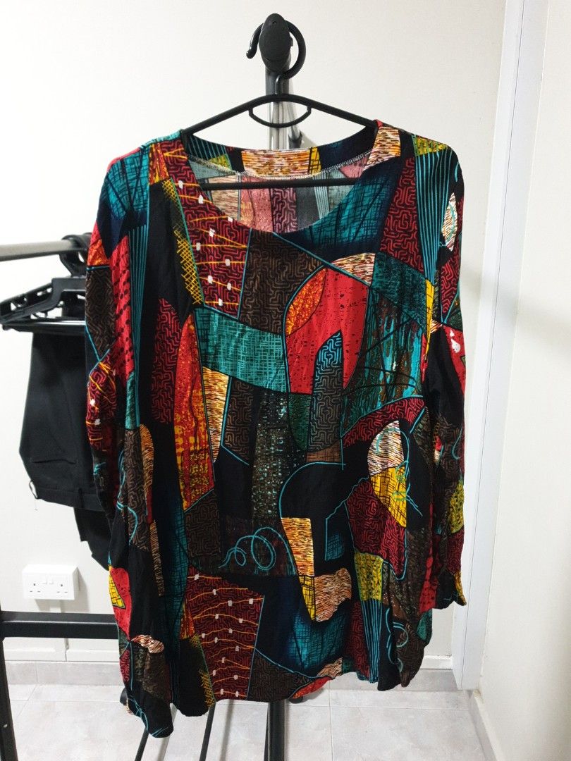 Woman multi colour design blouse, Women's Fashion, Tops, Blouses on ...