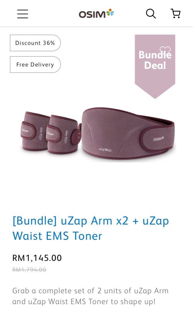 1 unit Osim uZap Waist, 2 units Osim uZap Arm, Health & Nutrition ...