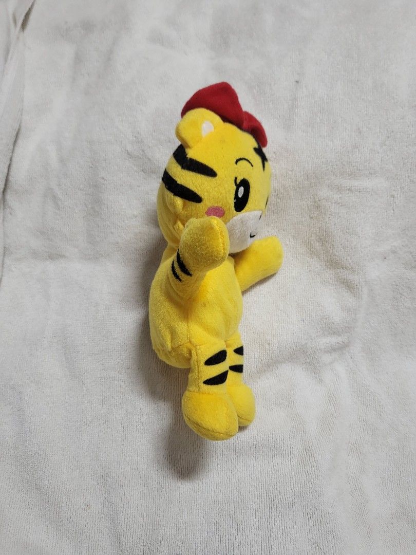 Authentic Benesse Hana Chan Shimajiro Tiger with Red Bow Plush Soft Toy ...