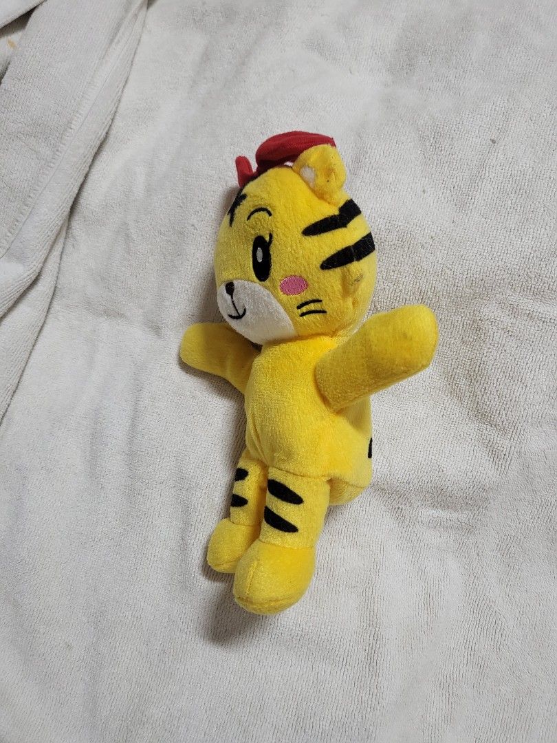 Authentic Benesse Hana Chan Shimajiro Tiger with Red Bow Plush Soft Toy ...