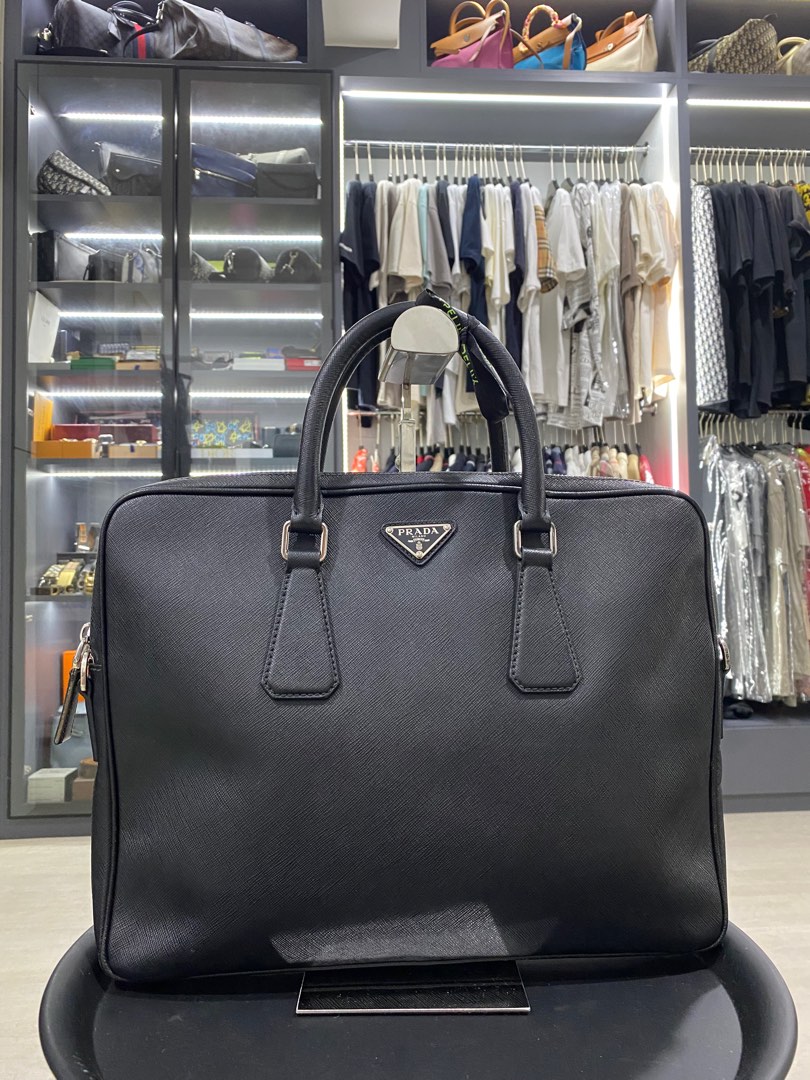 Authentic Prada Briefcase Black, Luxury, Bags & Wallets on Carousell