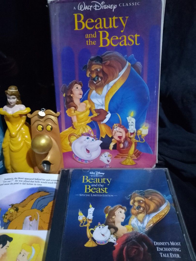 Beauty and the beast / Cinderella Vhs & Vcd take all + toys and tumbler ...