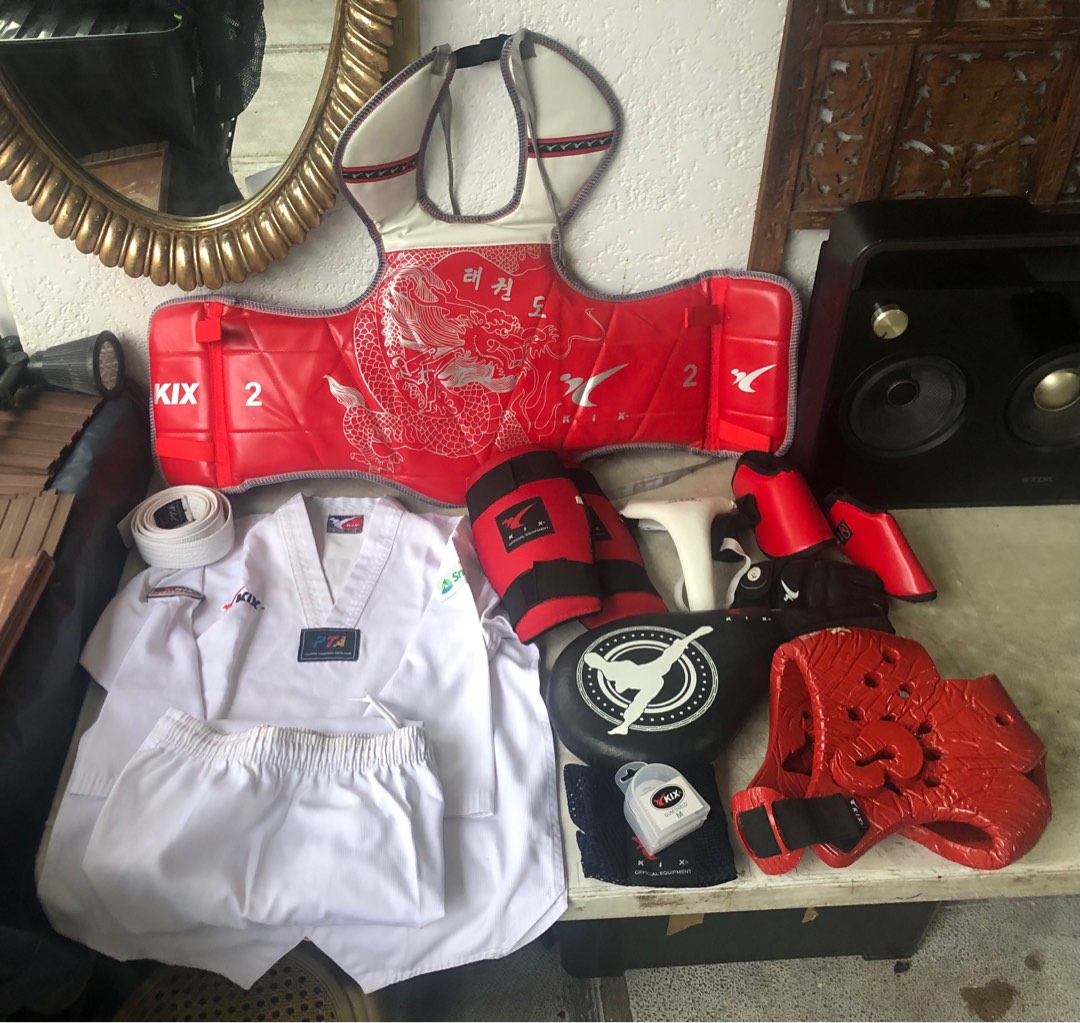 Bundle Used Kix Taekwondo Uniform, Gears and Accessories (Set Only ...