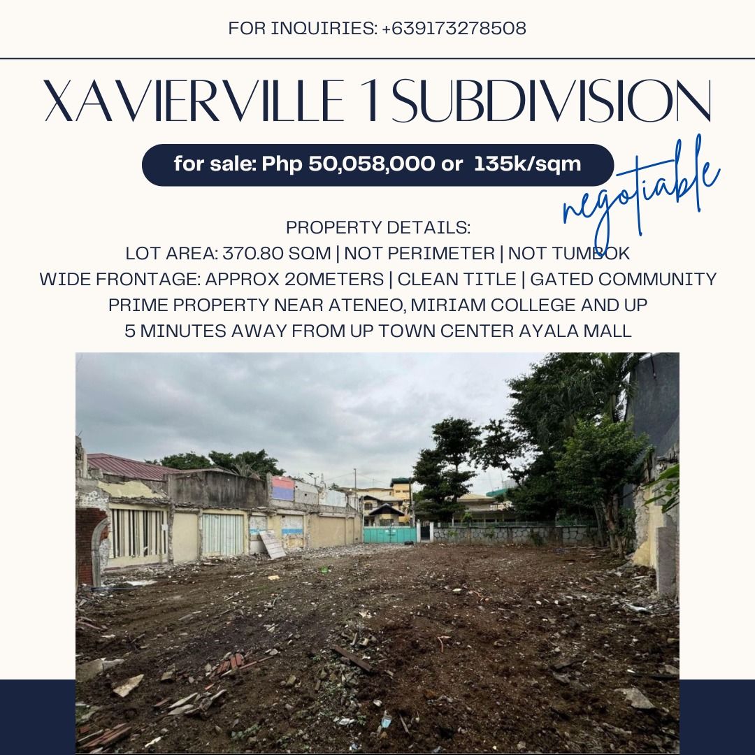 **buyer only** 370.80 sqm residential lot in Xavierville 1 Subdivision ...