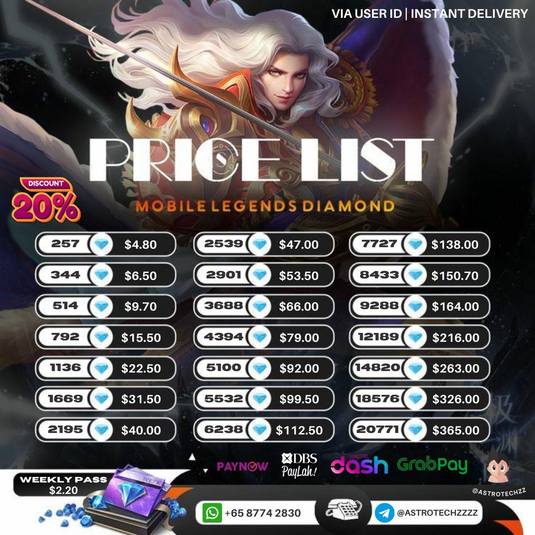 CHEAPEST 24 7 ONLINE Mobile Legends Diamonds Top Up Instant top up MLBB MLBB diamonds recharge Astrotechzz Store Video Gaming Gaming Accessories In Game Products on Carousell