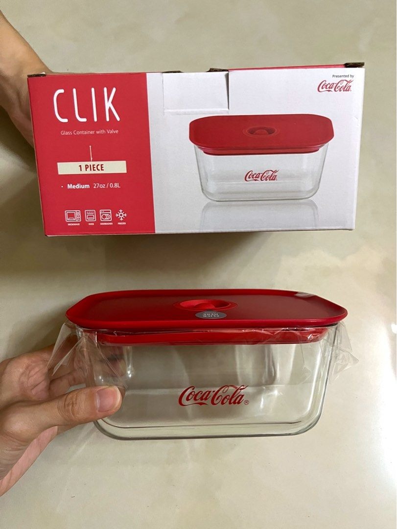 Coca Cola CLIK Glass Container with Valve Airtight, Furniture & Home ...