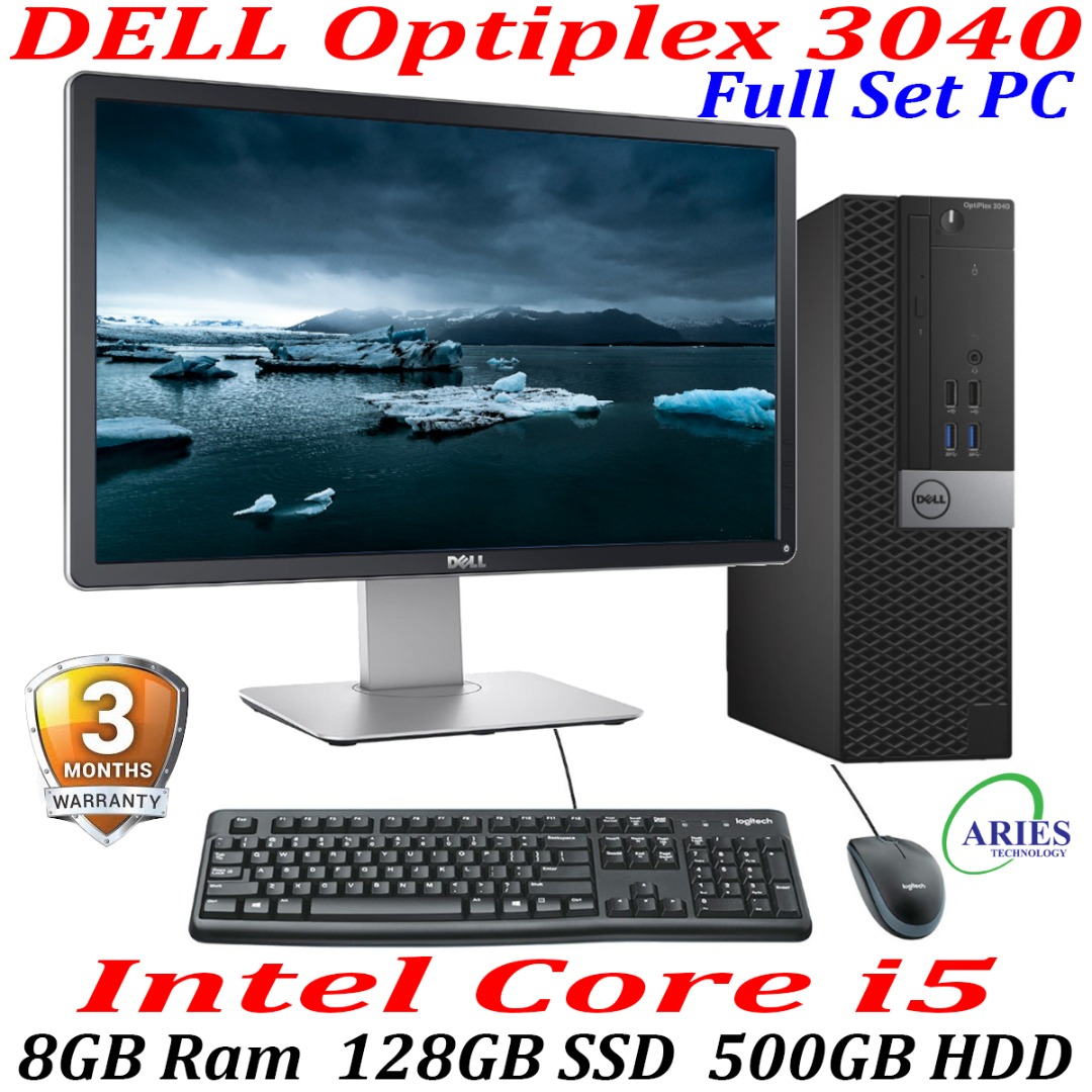 DELL OPTIPLEX 3040 FULL SET COMPUTER WITH 19" MONITOR INTEL CORE i5 ...