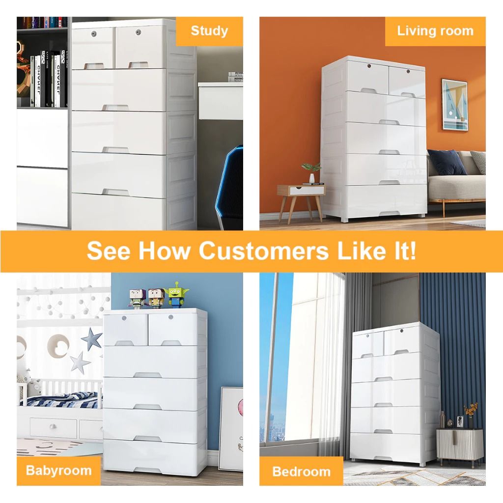 Drawer Chest 38-73CM Large Storage Space Plastic Drawer High Quality PP ...