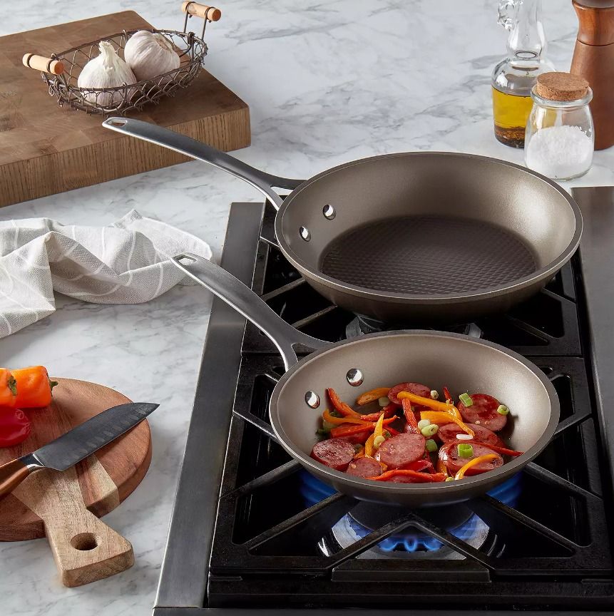 Food Network Textured Titanium Skillet 2 Piece Set, Furniture & Home ...