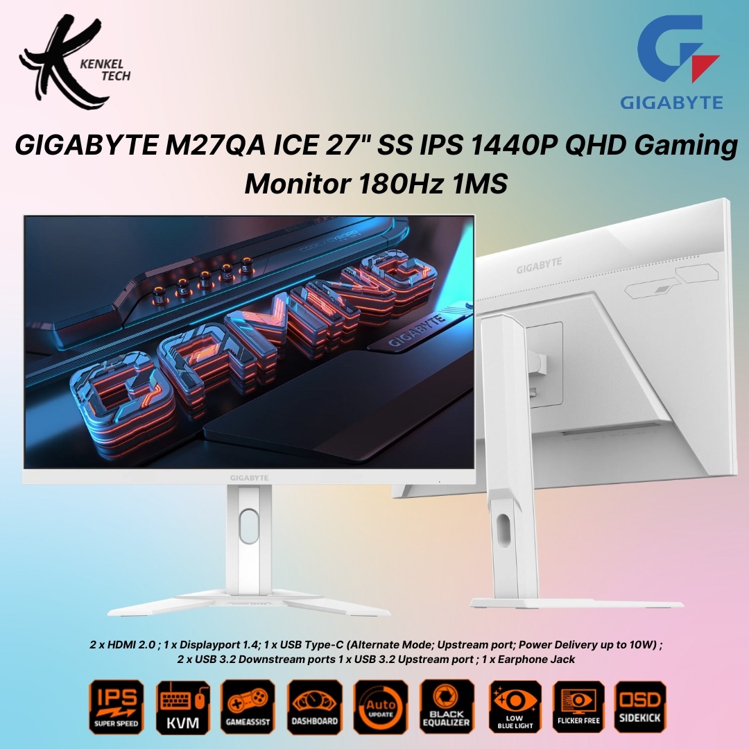 [FREE DELIVERY] GIGABYTE M27QA ICE 27" 180Hz SS IPS 1440P QHD 2K Gaming ...