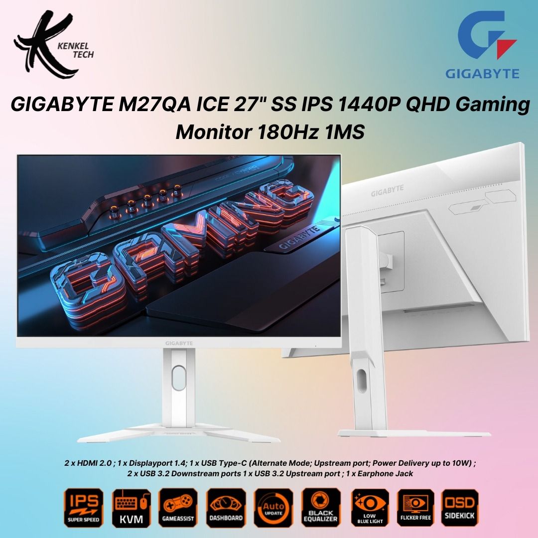 [FREE DELIVERY] GIGABYTE M27QA ICE 27" 180Hz SS IPS 1440P QHD 2K Gaming ...