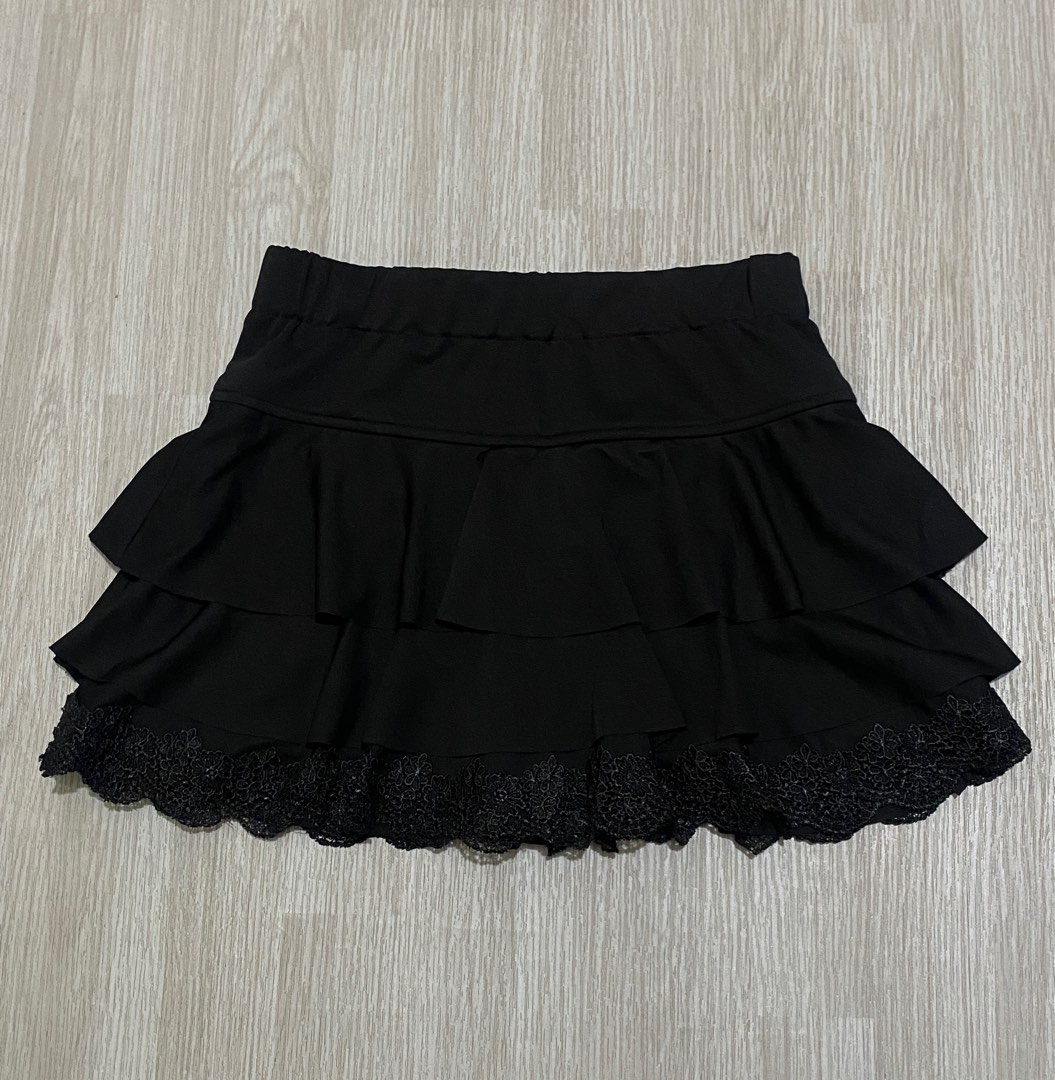 Grunge ballet dark coquette fairy babydoll tiered skirt shorts layered ...