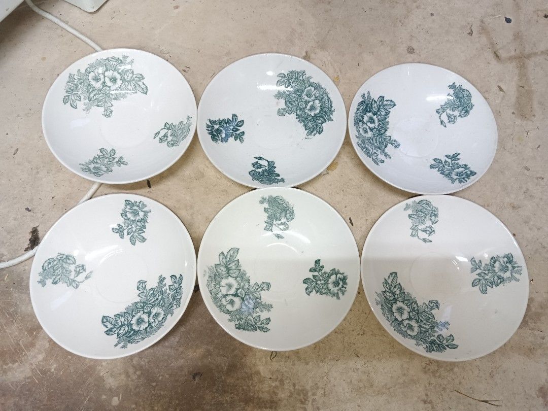 Kopitiam coffee piring cawan Vintage lama antik 6pcs, Furniture & Home ...