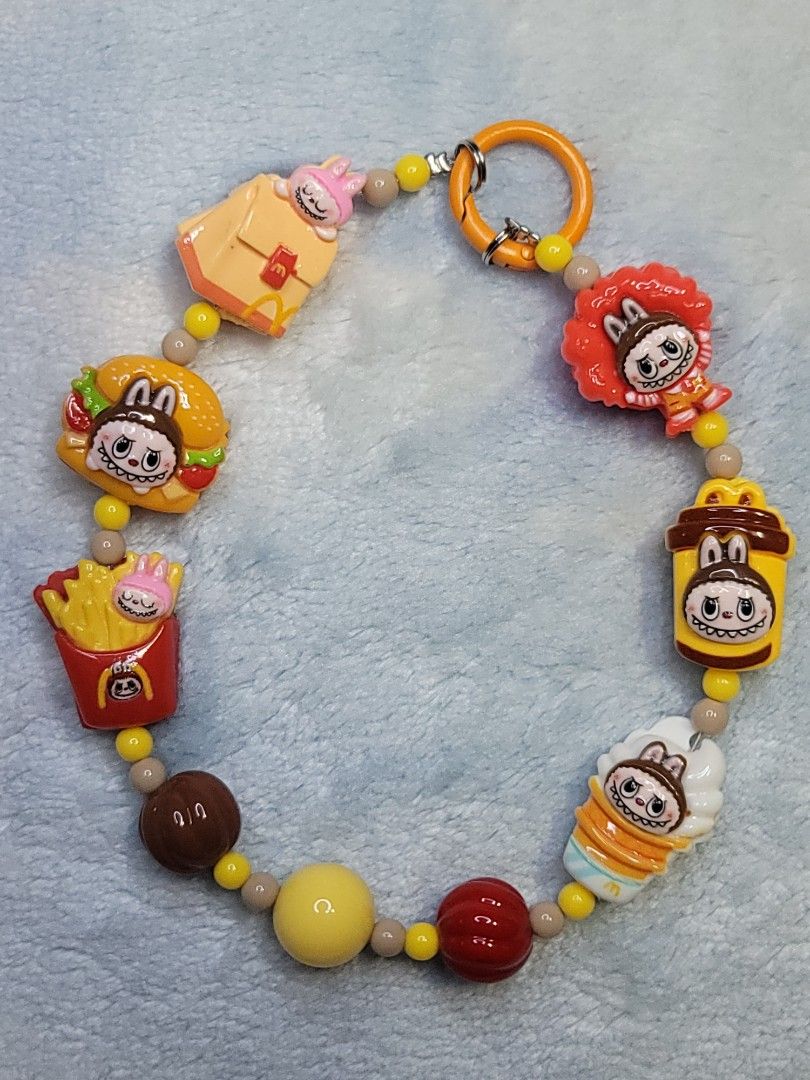 Labubu heads, foods, drink, blue, pink, Mcdo, Pajama, Glow in the dark ...