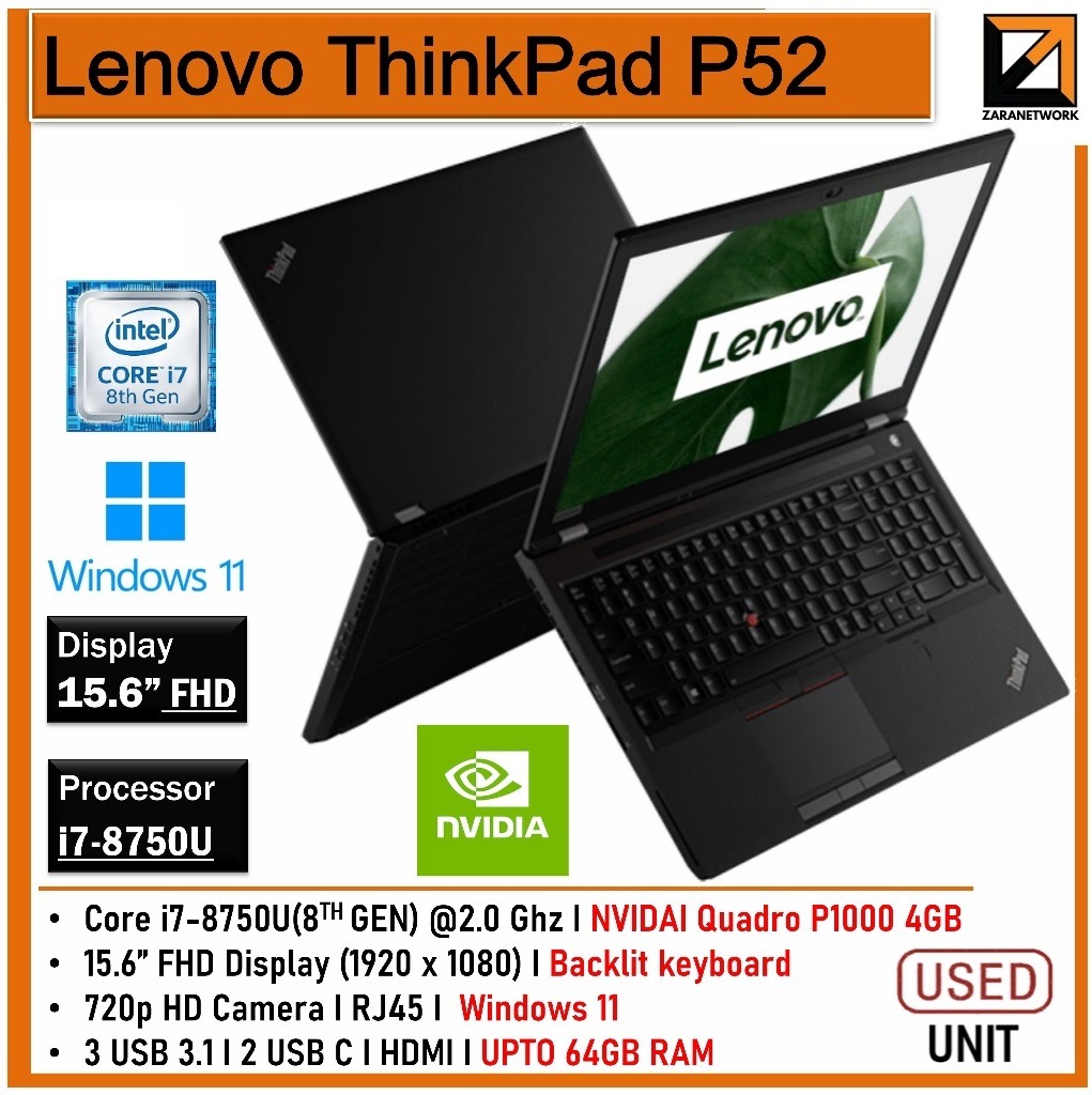 Lenovo ThinkPad P52 Core i7 8th Gen 16GB / 512GB SSD, Computers & Tech ...