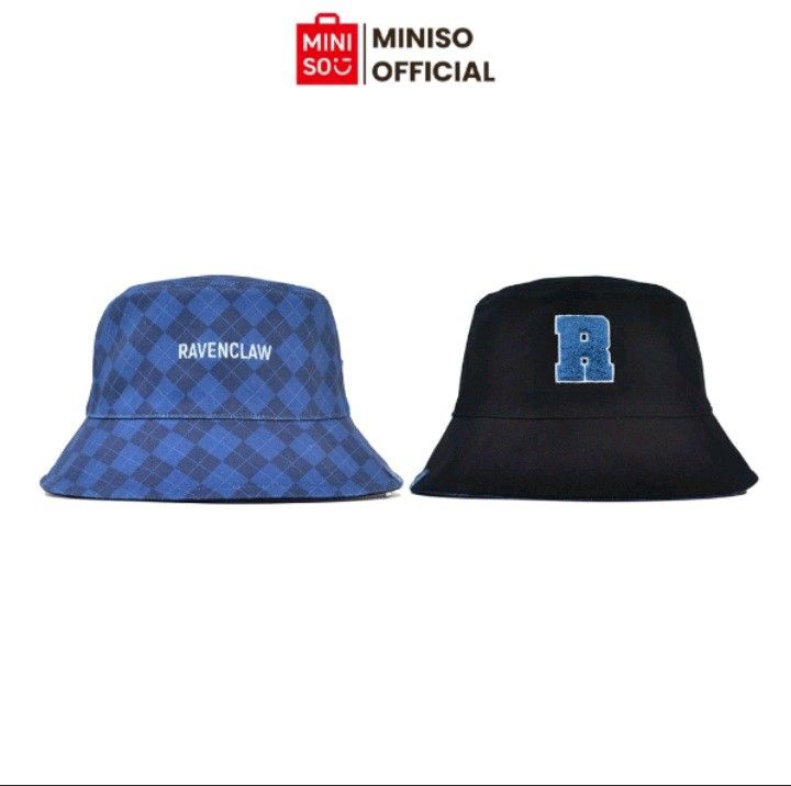 Miniso x Harry Potter Bucket Hat Topi Dua Sisi Ravenclaw, Fesyen Wanita ...