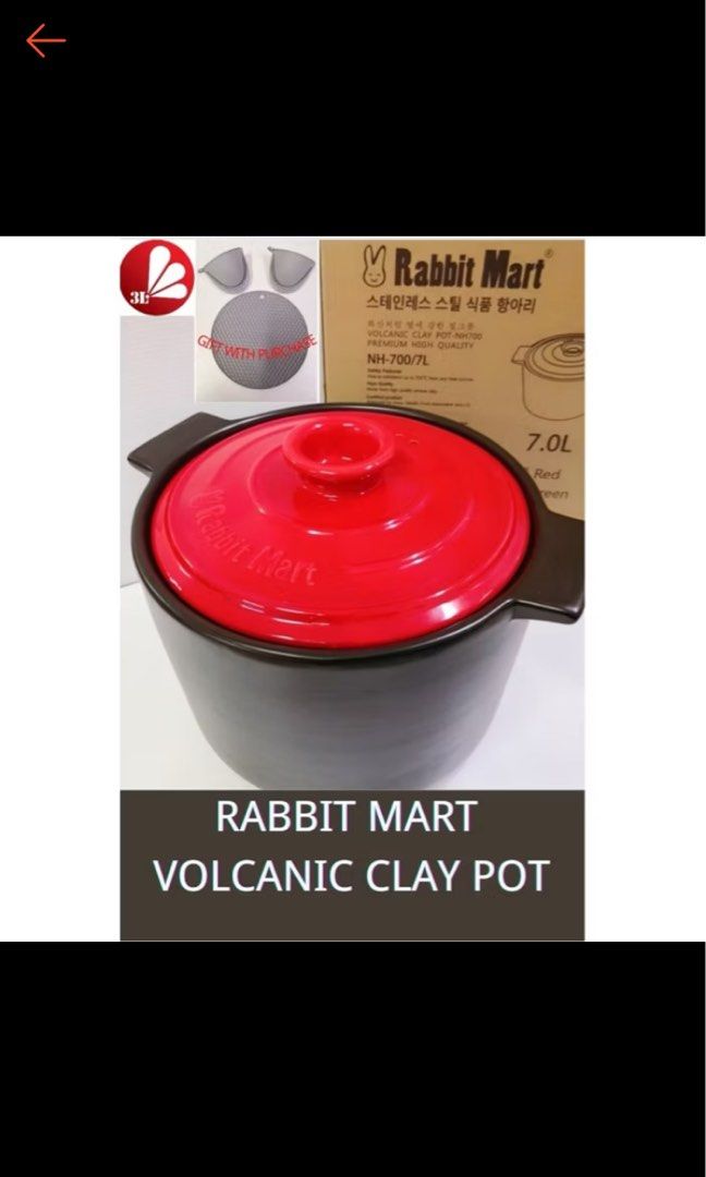 RABBIT MART HIGH QUALITY VOLCANIC CLAY POT 7 LITRE , Furniture & Home Living, Kitchenware ...