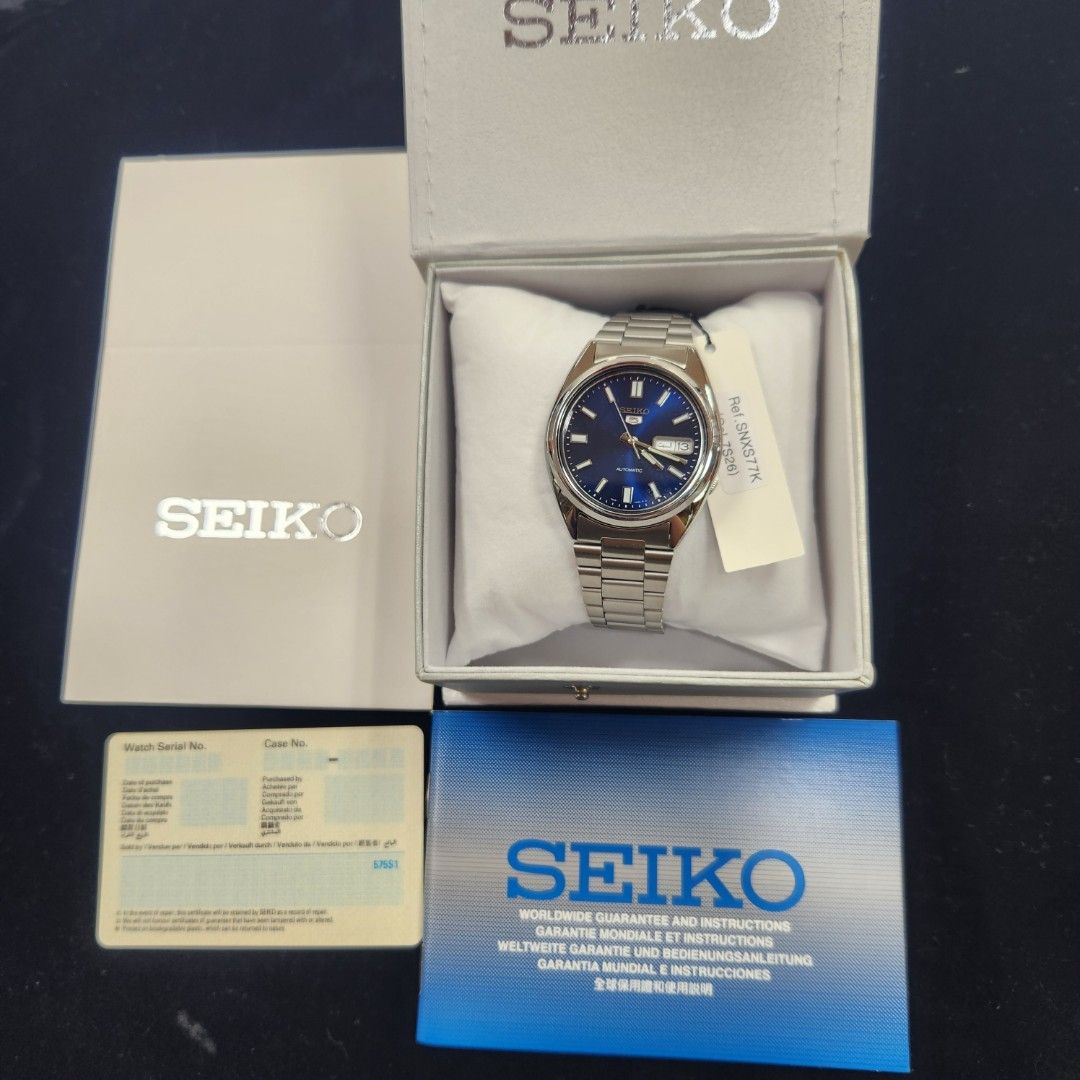 Seiko 5 SNXS77 SNXS77K Blue Dial Automatic Mens Watch, Men's Fashion ...