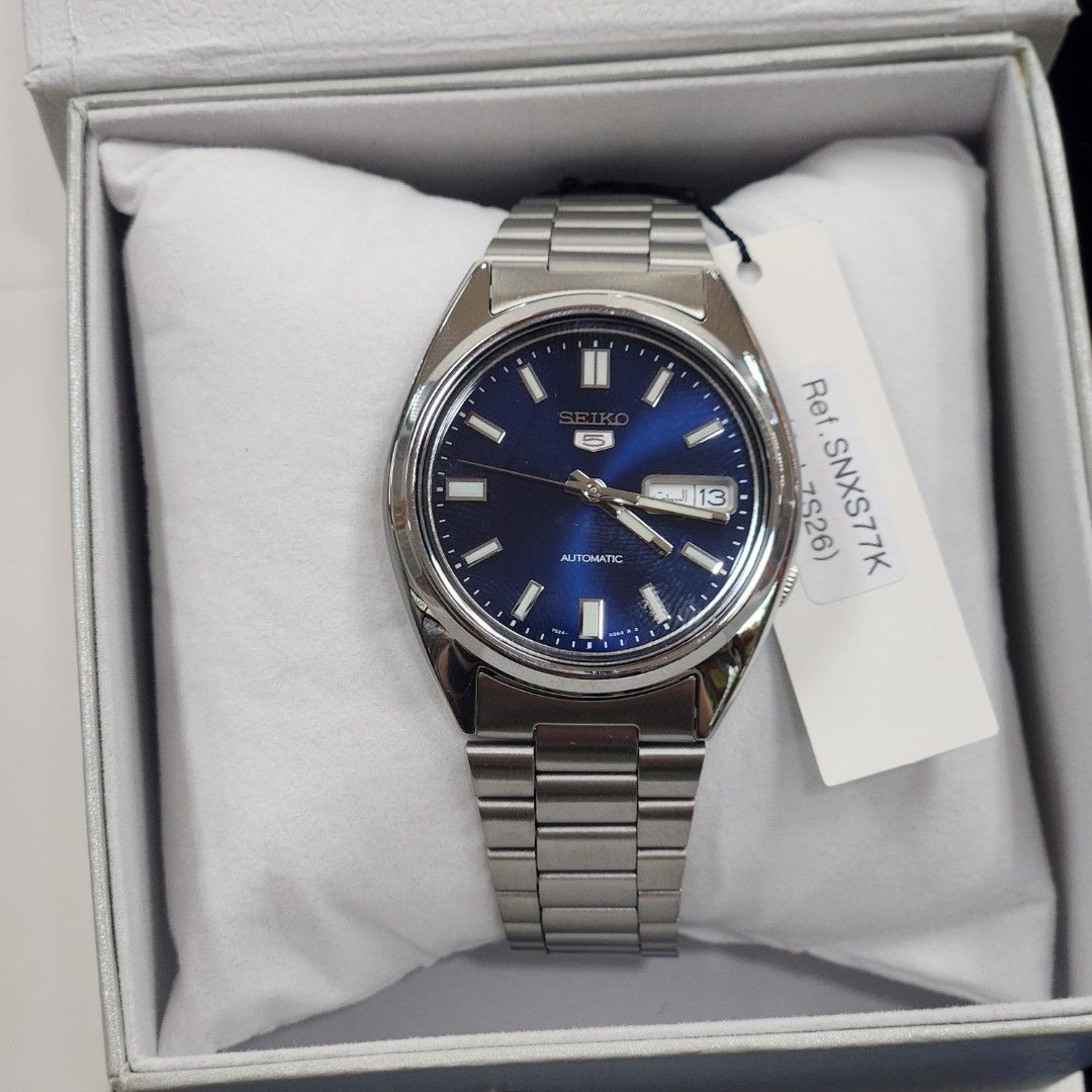 Seiko 5 SNXS77 SNXS77K Blue Dial Automatic Mens Watch, Men's Fashion ...