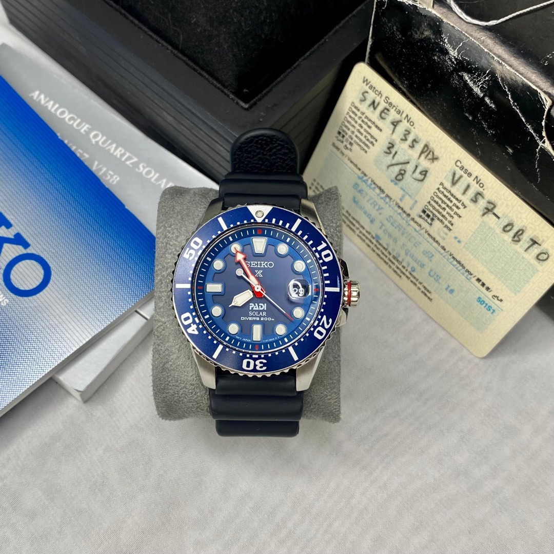 Seiko Prospex X PADI Solar Diver Watch SNE435P1, Fesyen Pria, Jam ...
