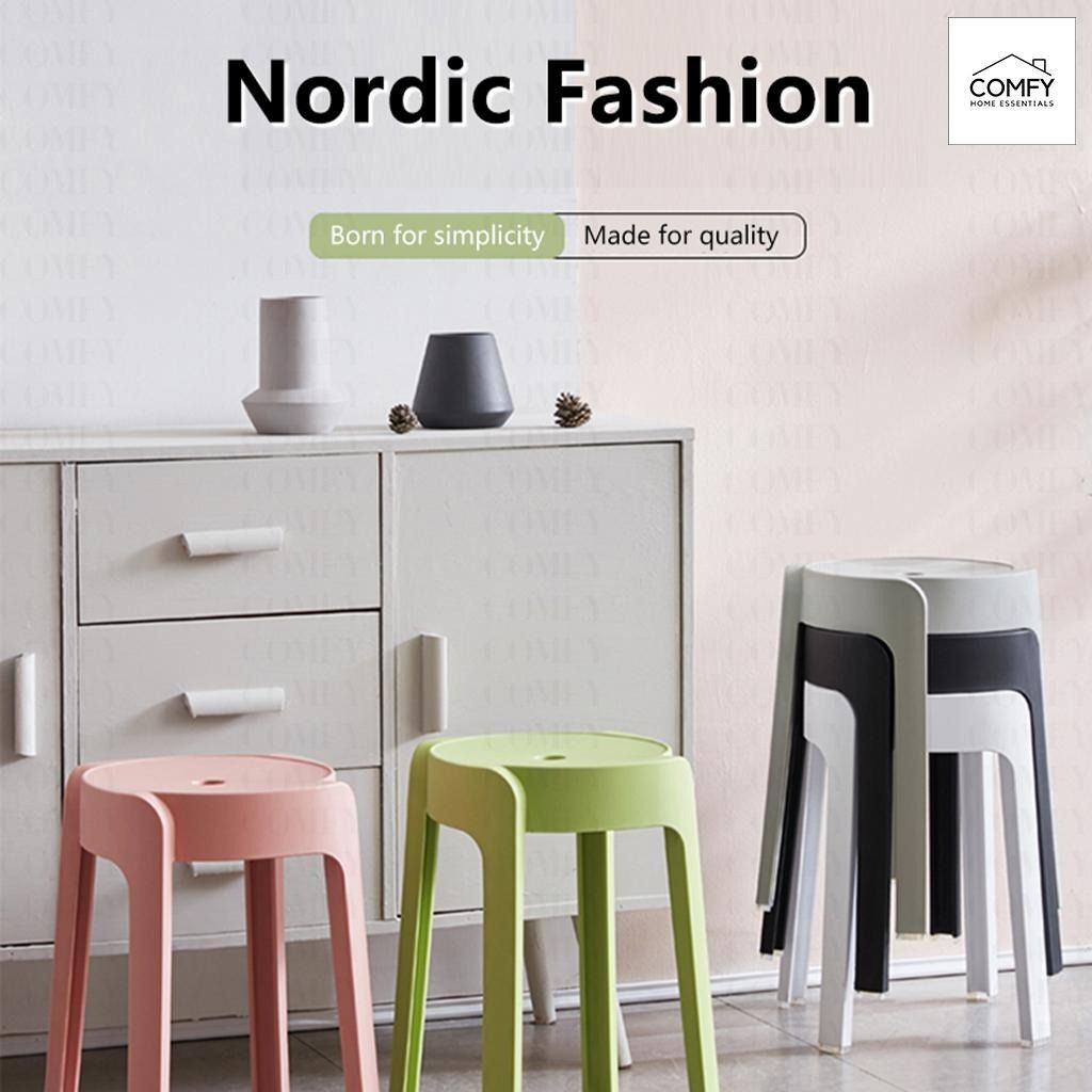 Stackable Plastic Stool Bench Nordic Style Chair Household Tournado ...