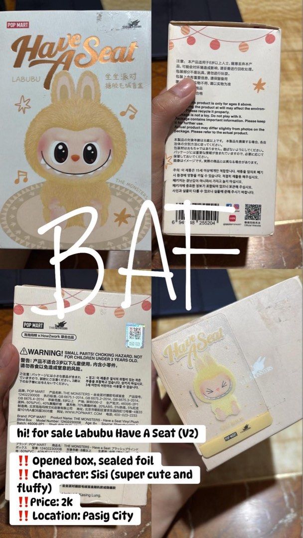 The Monster- Labubu (V2) Have a Seat Sisi, Hobbies & Toys, Memorabilia ...