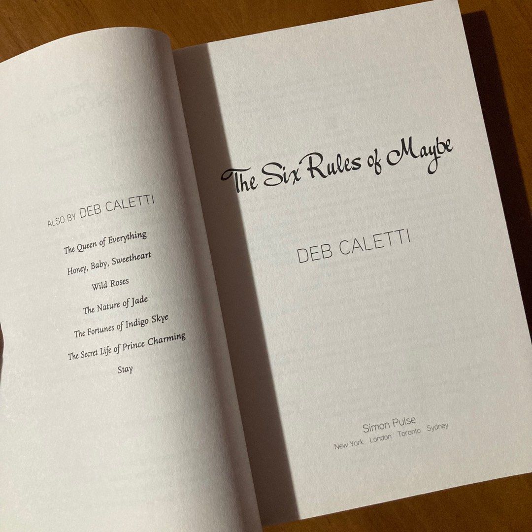 The Six Rules of Maybe by Deb Caletti (YA / Teens / Romance), Hobbies & Toys, Books & Magazines ...