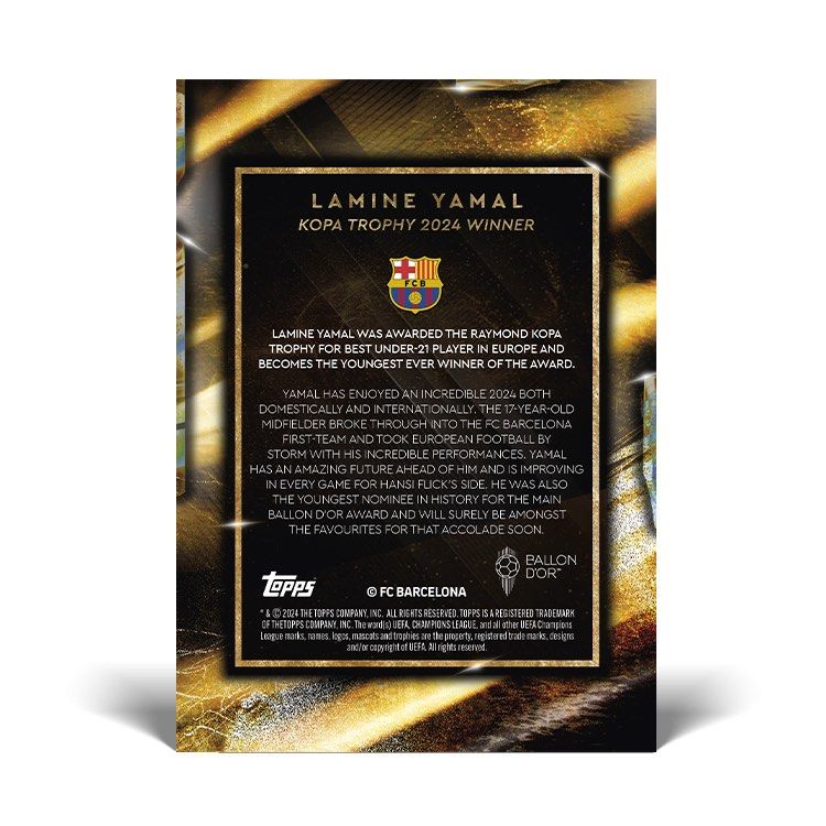 Topps Now Lamine Yamal - 2024 Kopa Trophy Winner Base card, Hobbies ...