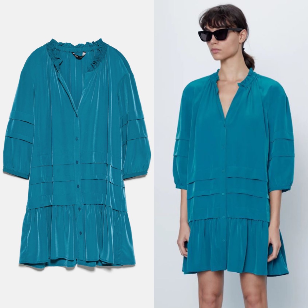 Zara Teal Blue Mini Dress, Women's Fashion, Dresses & Sets, Dresses on ...