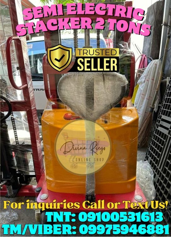 2 Tons with 2 Meters Height Semi-Electric Stacker, Commercial ...