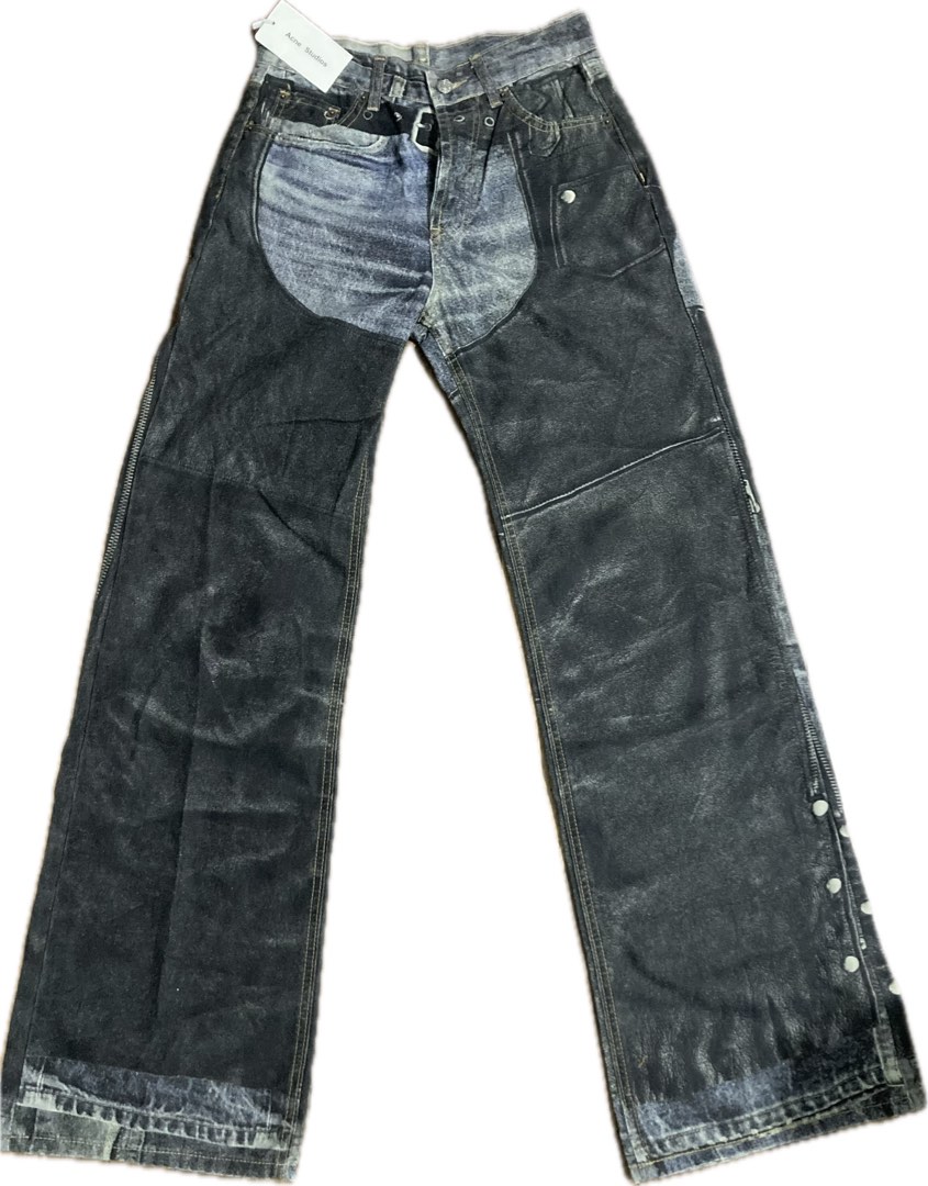 Acne Studios - Leather Chaps Printed Jeans, Men's Fashion, Bottoms ...