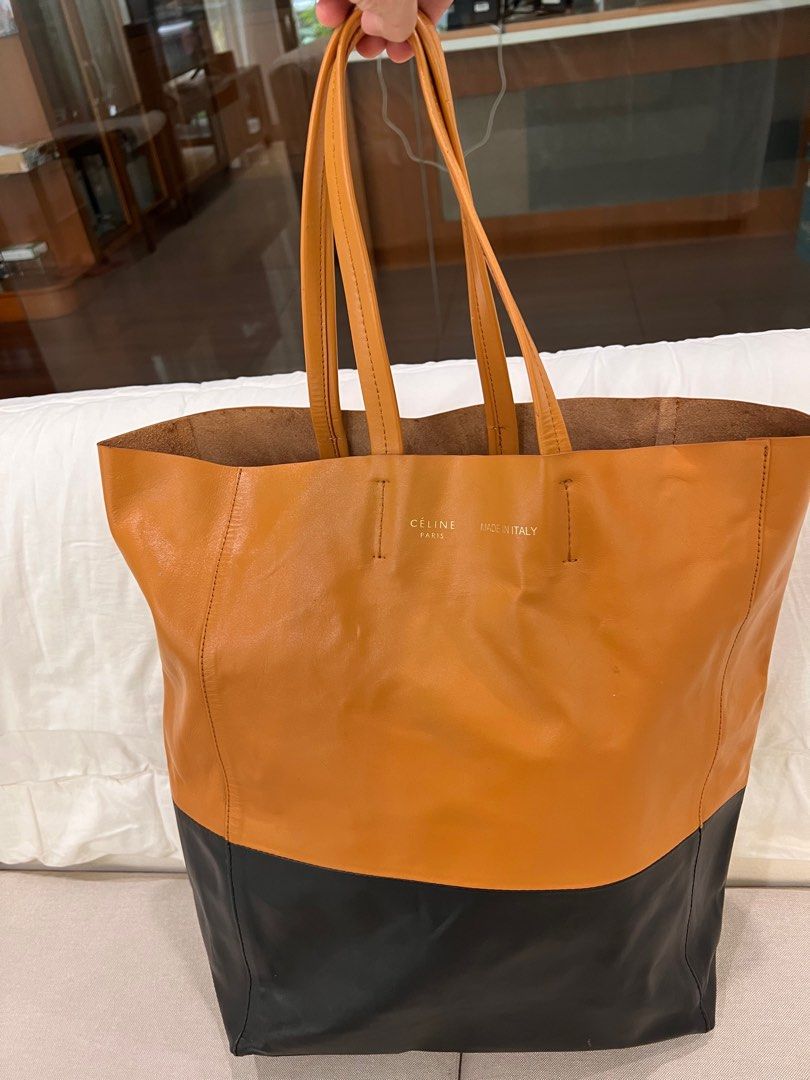 Celine bicolor black/tan large cabas tote/shoulder/class/work/laptop ...