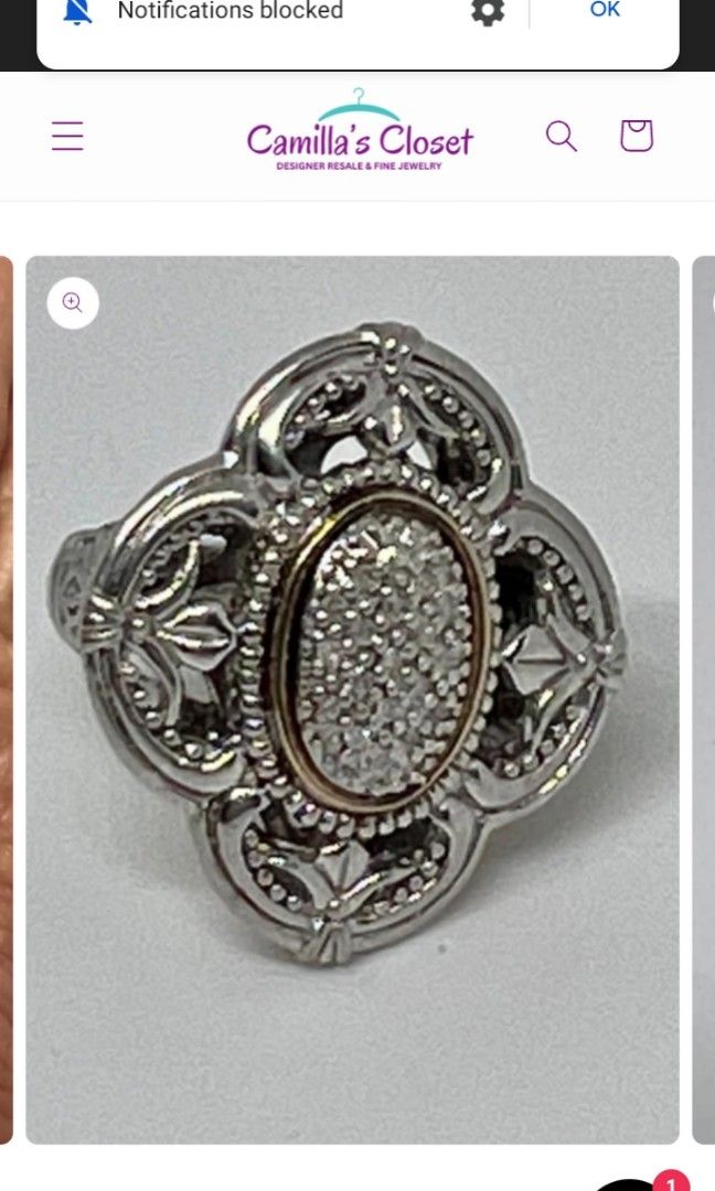 Vintage Designer Chuck Clemency Diamonds and Sterling+14k Gold Ring ...