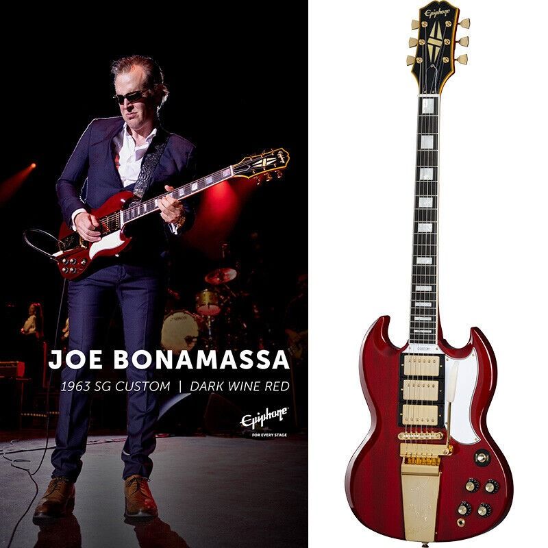 Epiphone Joe Bonamassa 1963 SG Custom Electric Guitar, Dark Wine Red ...