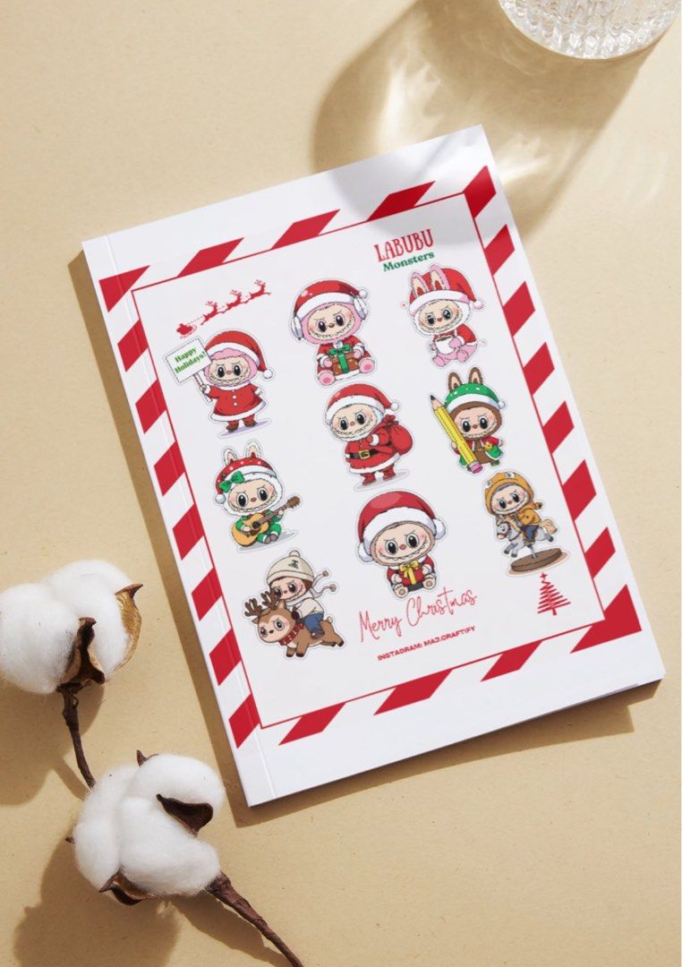 Labubu Stickers Christmas Edition, Hobbies & Toys, Stationery & Craft ...
