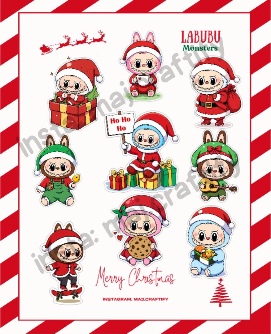 Labubu Stickers Christmas Edition, Hobbies & Toys, Stationery & Craft ...