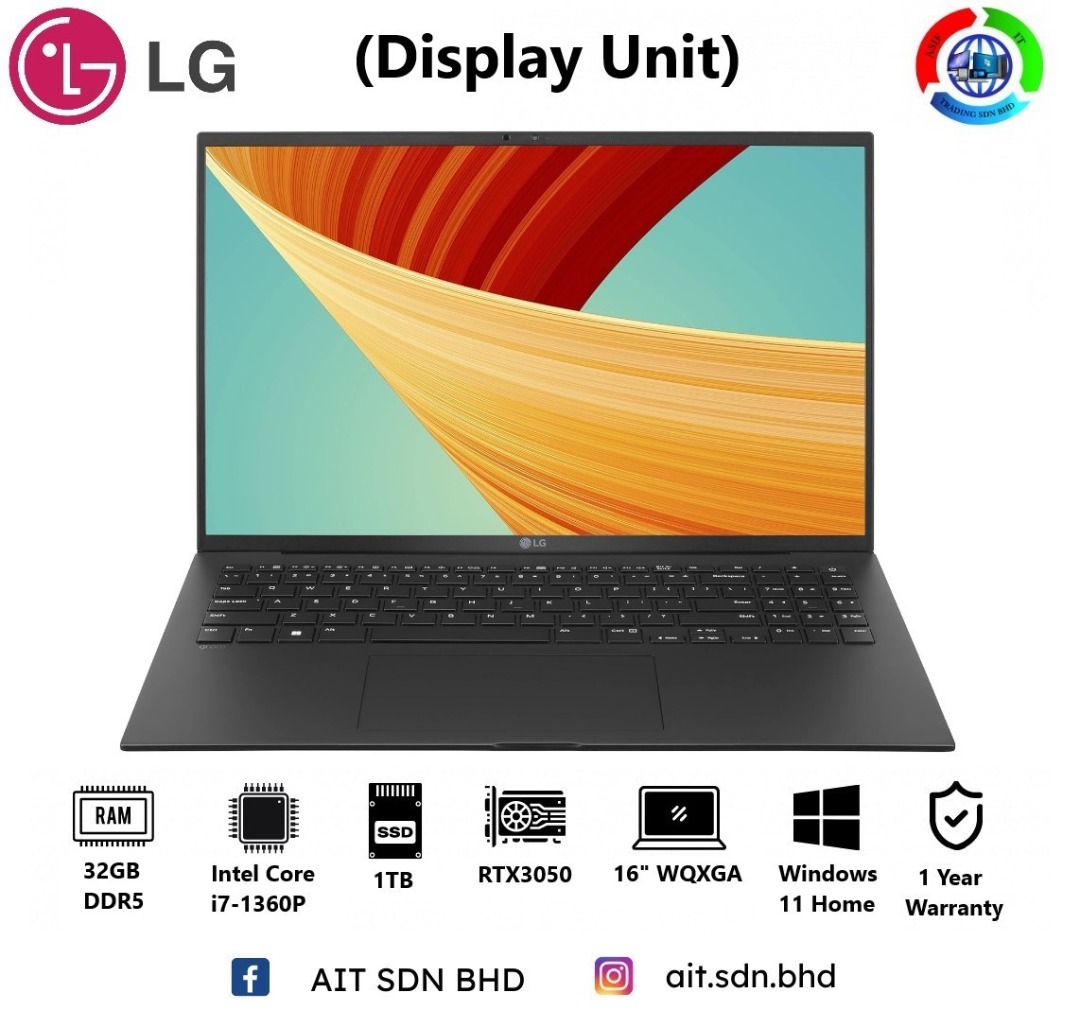 LG gram 16Z90R-A.ADC8U1 Lightweight 16" WQXGA Laptop Core i7-1360P 32GB ...