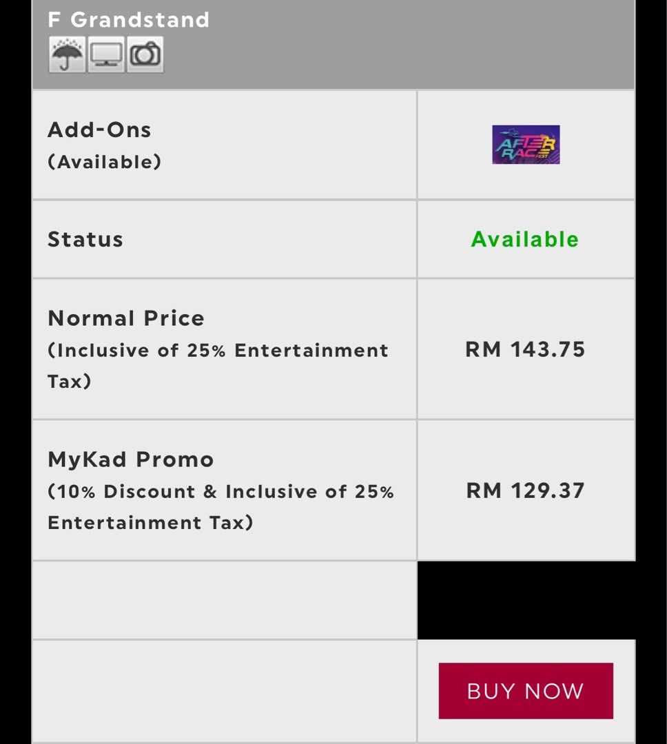 MOTOR GP SEPANG TICKET, F1 GRANDSTAND, Tickets & Vouchers, Event ...