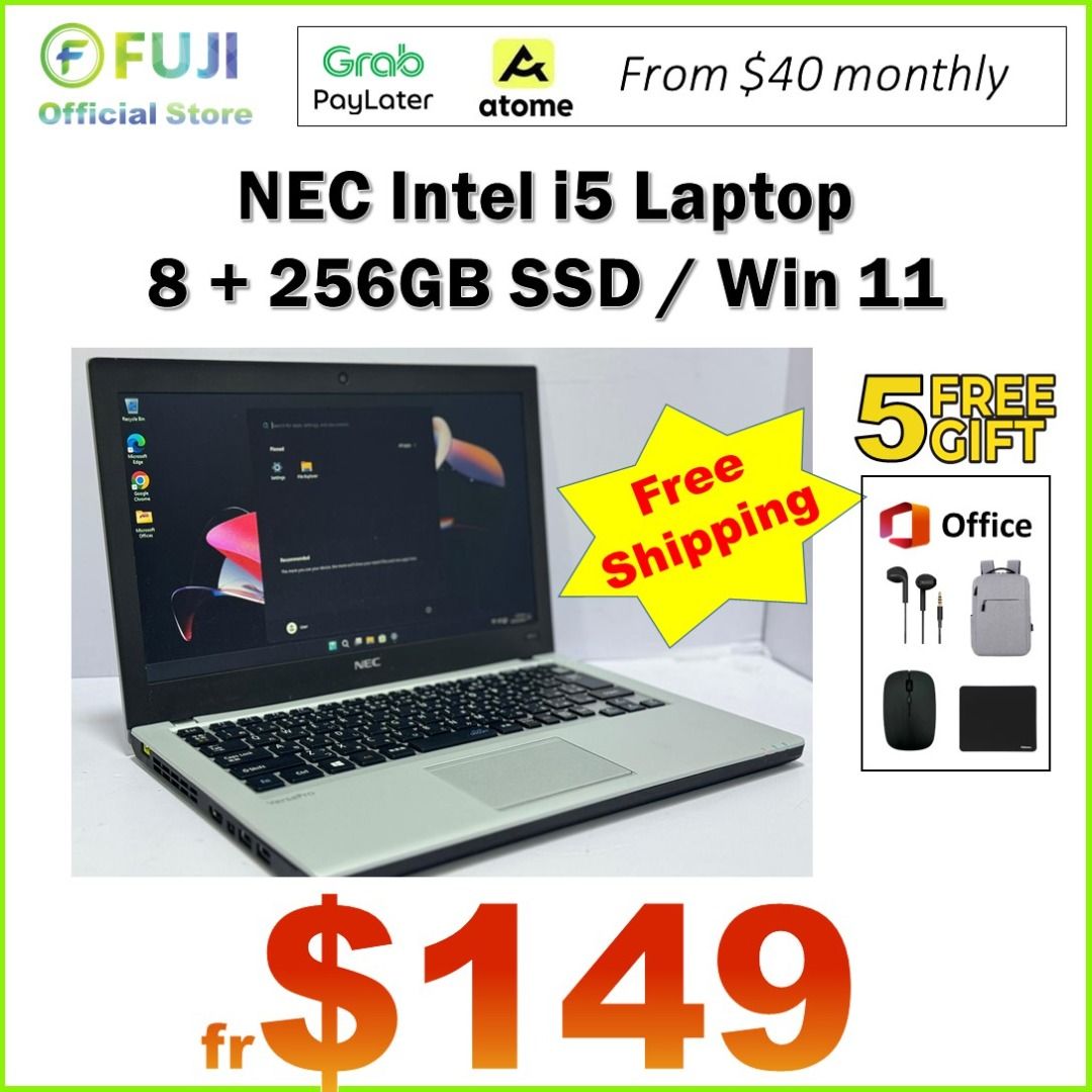 NEC Intel i5 Laptop - Lightweight To Carry -8GB RAM + 256GB SSD - 100% ...